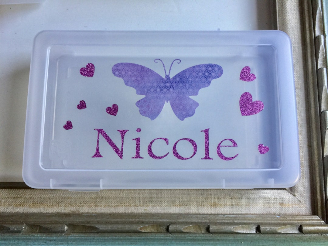 Butterfly Pencil Box Back to School Personalized Stationary Storage ...