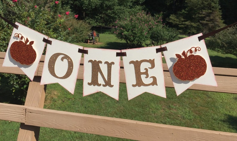Pumpkin Banner Fall HIGH CHAIR ONE Birthday Banner One Year Old 1st ...