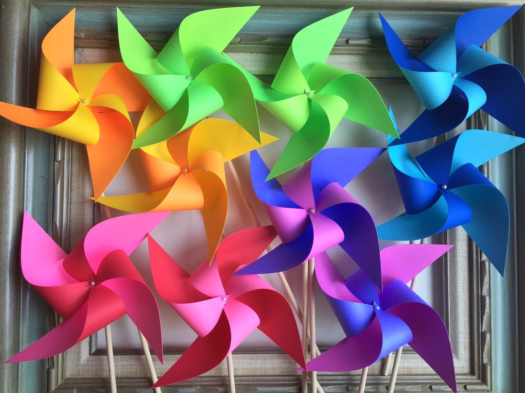 Rainbow Party Pinwheel Summer Table Decor Spinning Windmill Wedding ...