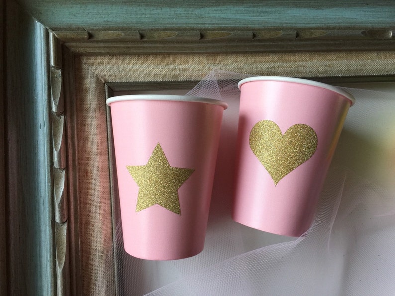 Eyelash + Mustache Party Cups Disposal Paper Snack Cups Glitter Gender ...