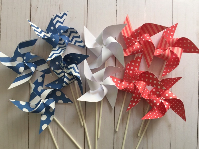 Summer Nautical Pinwheel Set Boy Party BBQ Patriotic Wedding - Etsy