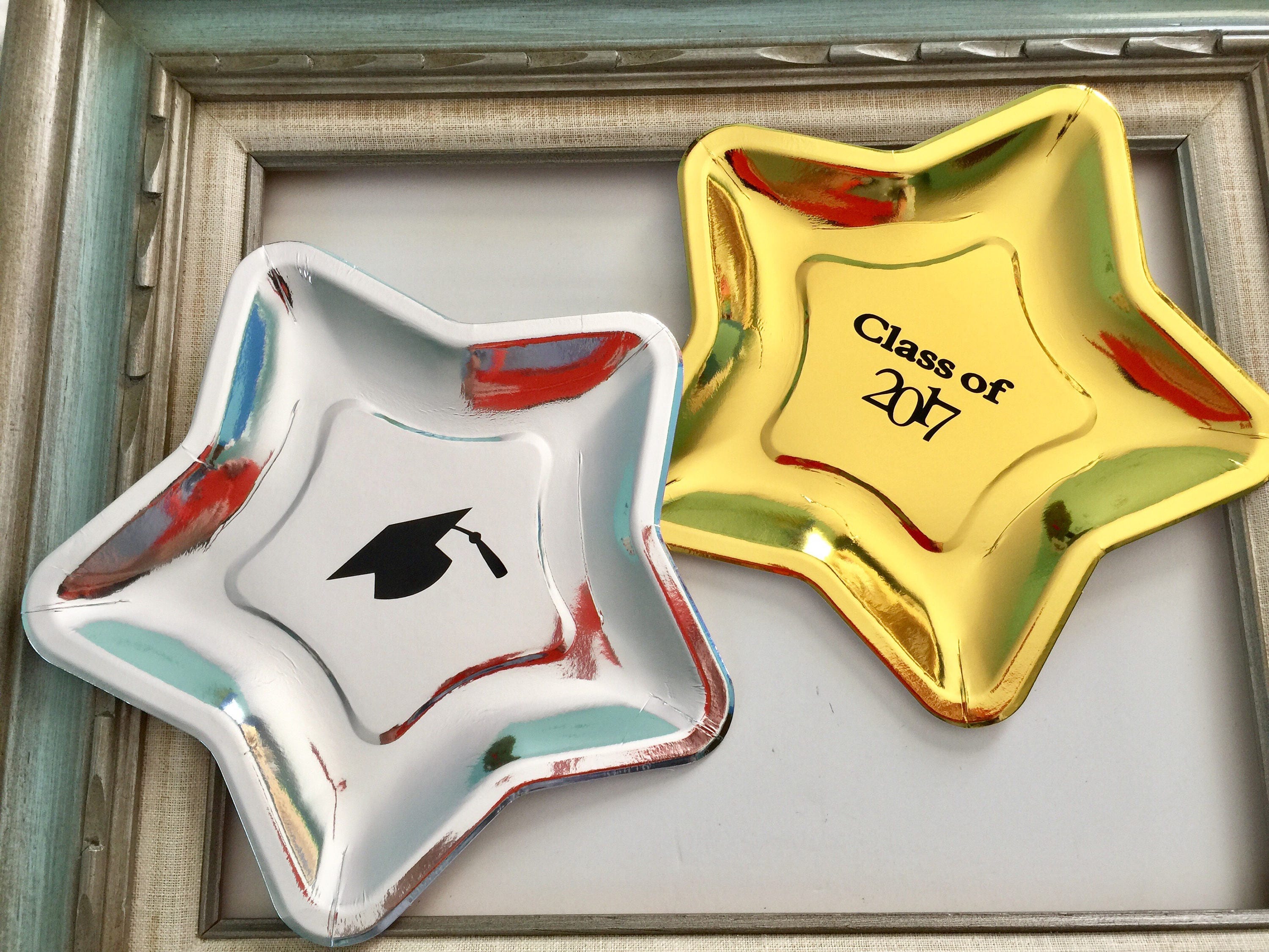 Graduation Party Supplies Star Plates Foil Gold Silver Class of 2018 ...