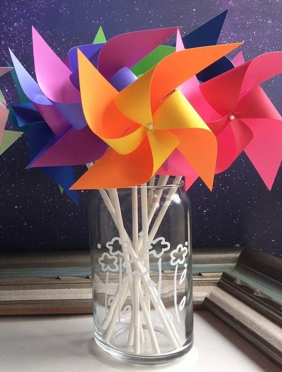 Rainbow Party Pinwheel Easter Table Decor Spinning Windmill - Etsy