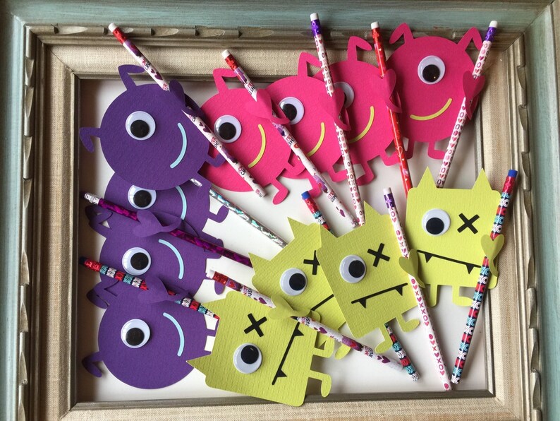 Monster Love Valentine Class Exchange Pencil Favors Googly Eyes DIY ...