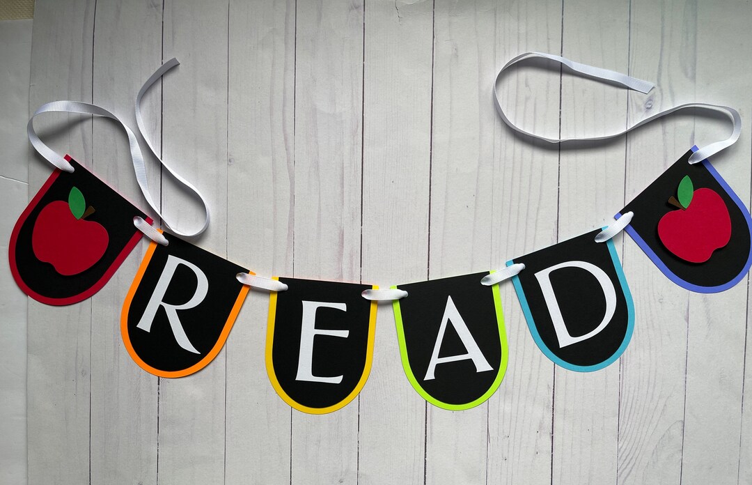 Teacher Banner, Back to School Classroom Apple Decoration Banner, Neon ...