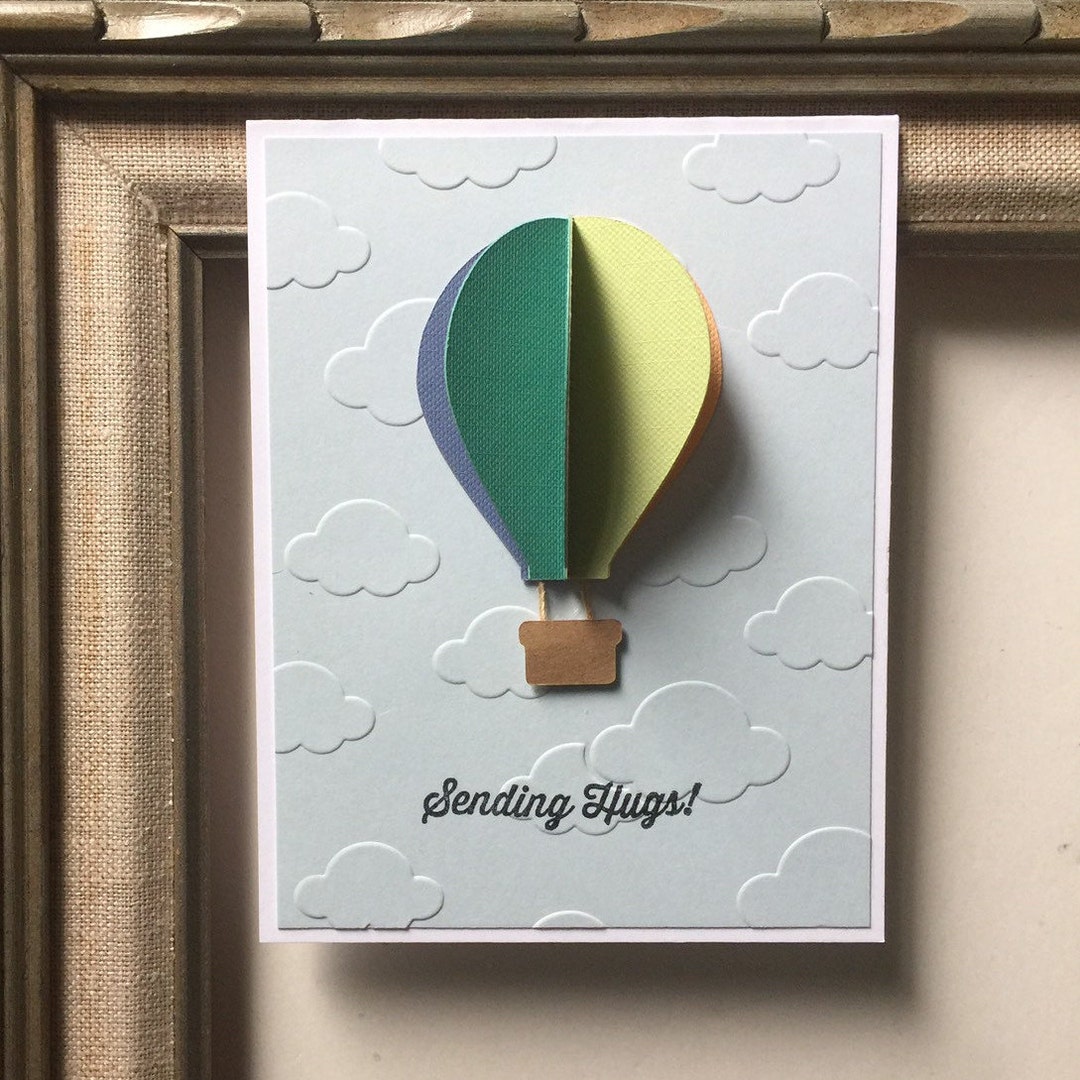 Hot Air Balloon Handmade Paper 3d Card Sending Hugs Sending Prayers ...