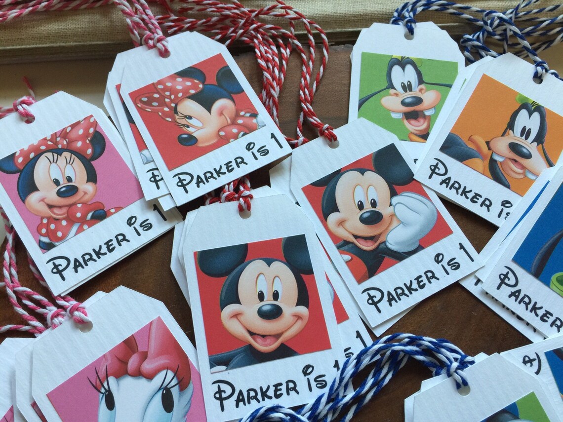 Mickey Mouse Favor Tag Gift Tag Goodie Bag Minnie Mickey and Friends ...