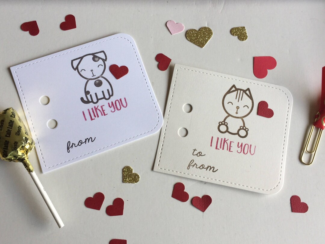 Dog and Cat Valentine's Day Class Candy Holder Card Gift Favor ...