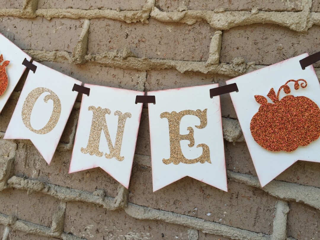 Pumpkin Banner Fall HIGH CHAIR ONE Birthday Banner One Year Old 1st ...