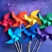 Rainbow Party Primary Color Pinwheels Centerpiece Paper Kids | Etsy