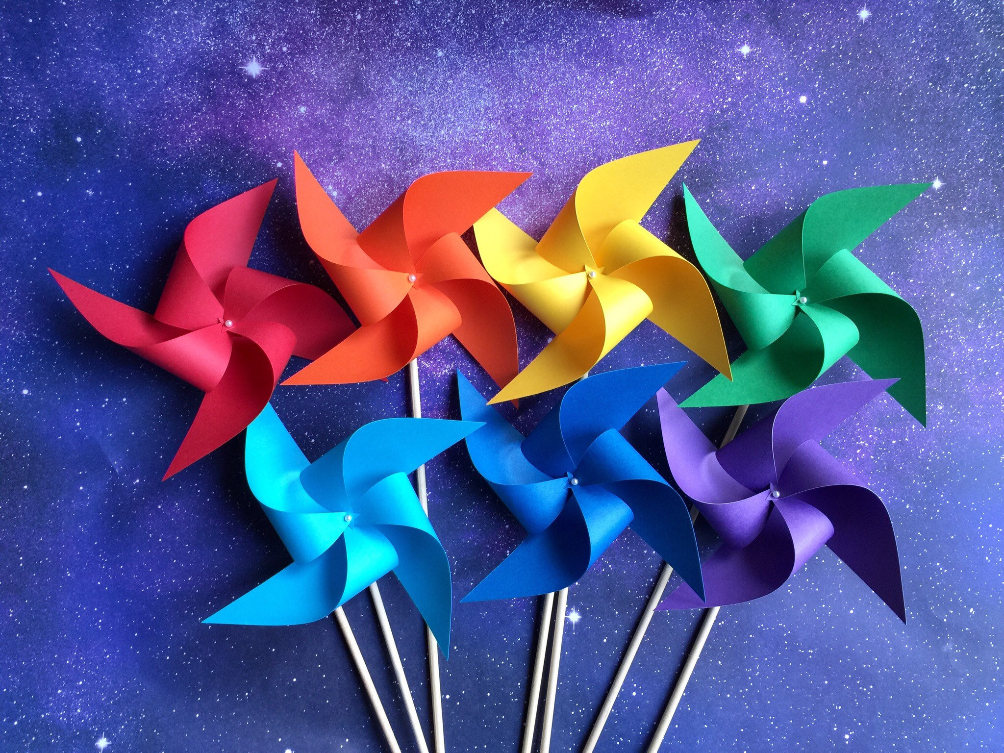 Rainbow Party Primary Color Pinwheels Centerpiece Paper Kids Summer ...