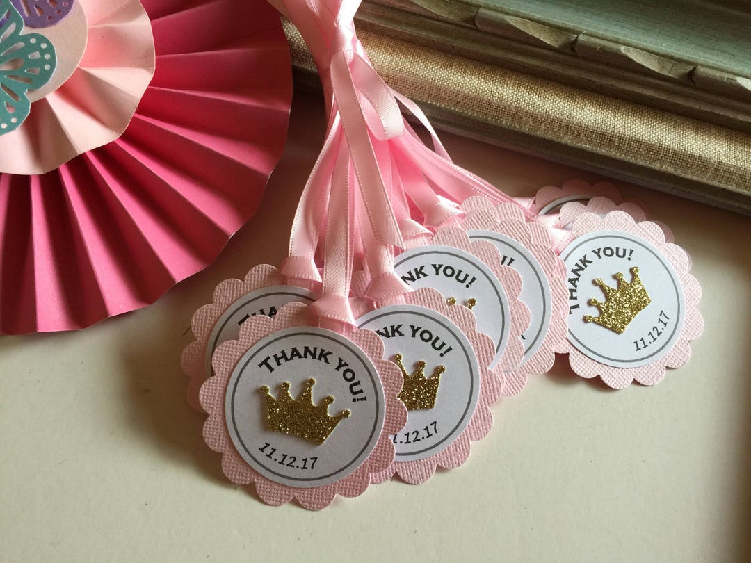 Princess Prince Crown Birthday Gift Tag Baby Shower Favor Tags Royal ...