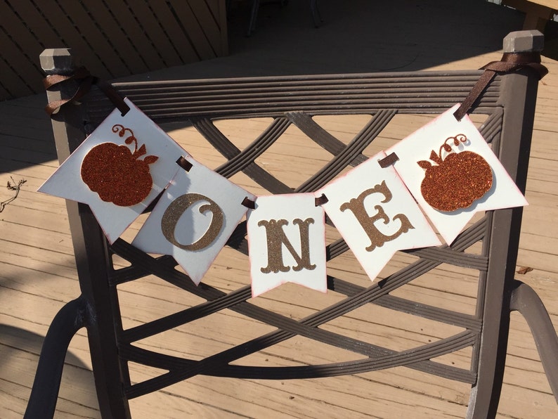 Pumpkin Banner Fall HIGH CHAIR ONE Birthday Banner One Year Old 1st ...