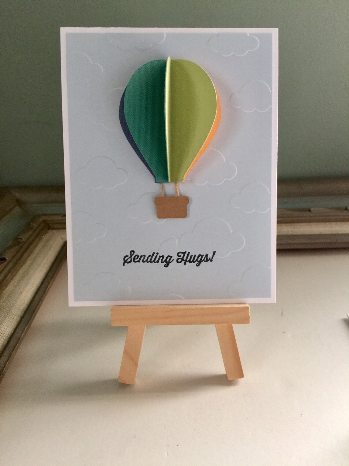 Hot Air Balloon Handmade Paper 3d Card Sending Hugs Sending - Etsy