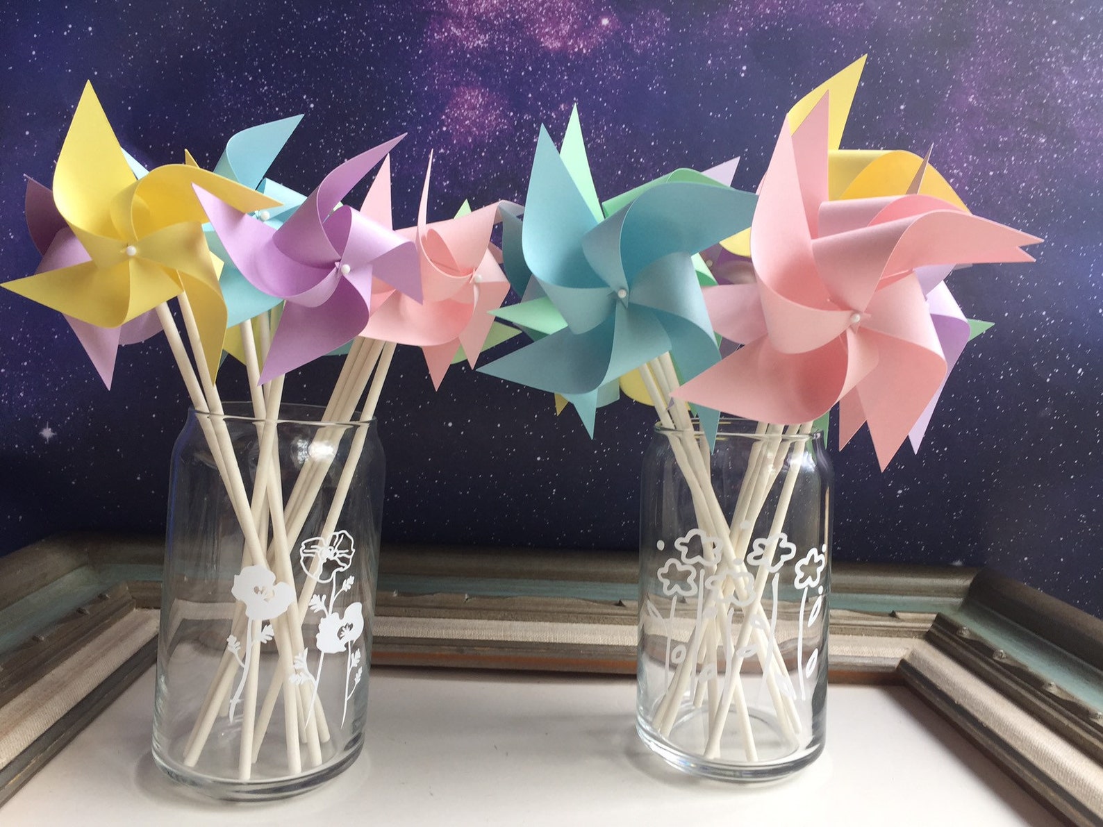 Party Paper Pinwheels in Pastel Colors, Unicorn Birthday, Baby Shower ...