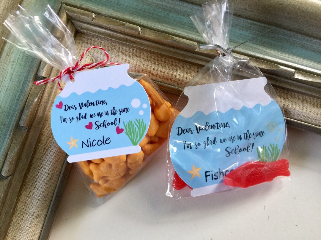 Gold Fish Valentine Day Class Favors, Kids Swim Fish Bowl Class Favor ...