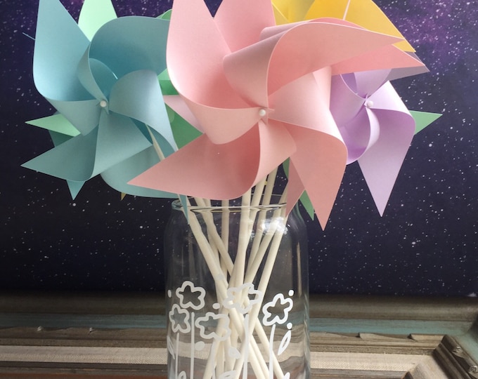 Party Paper Pinwheels in Pastel Colors, Unicorn Birthday, Baby Shower ...