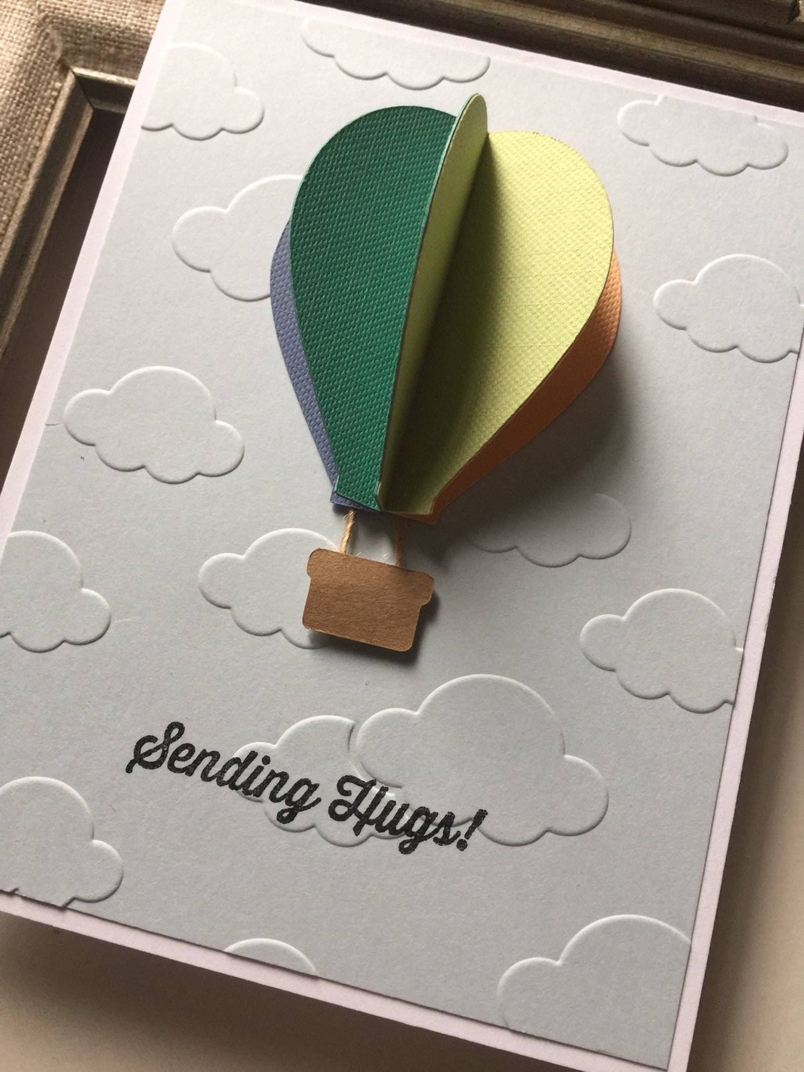 Hot Air Balloon Handmade Paper 3d Card Sending Hugs Sending - Etsy