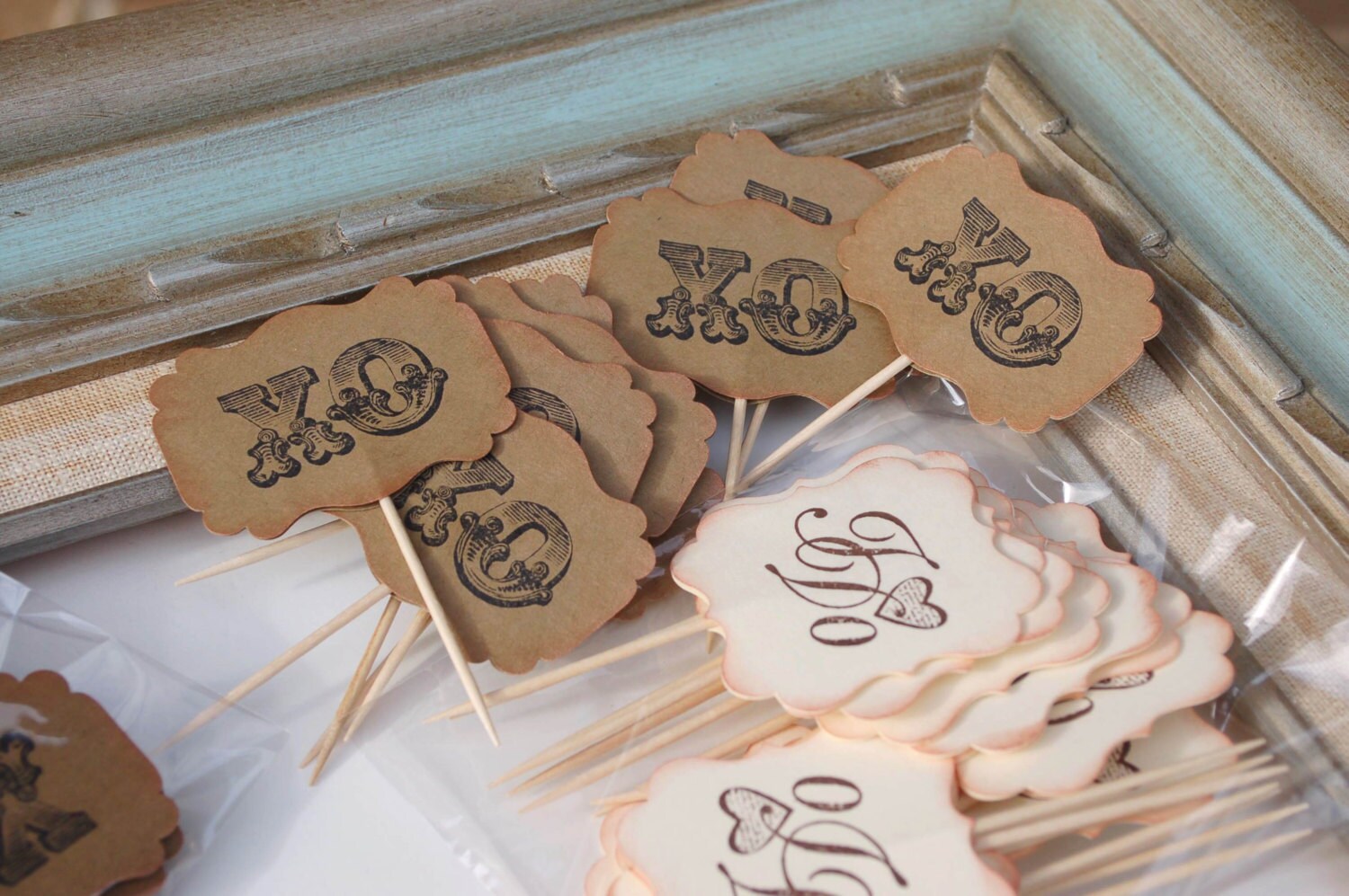 Rustic Wedding Cupcake Toppers Vintage Shabby Romantic I Do / | Etsy