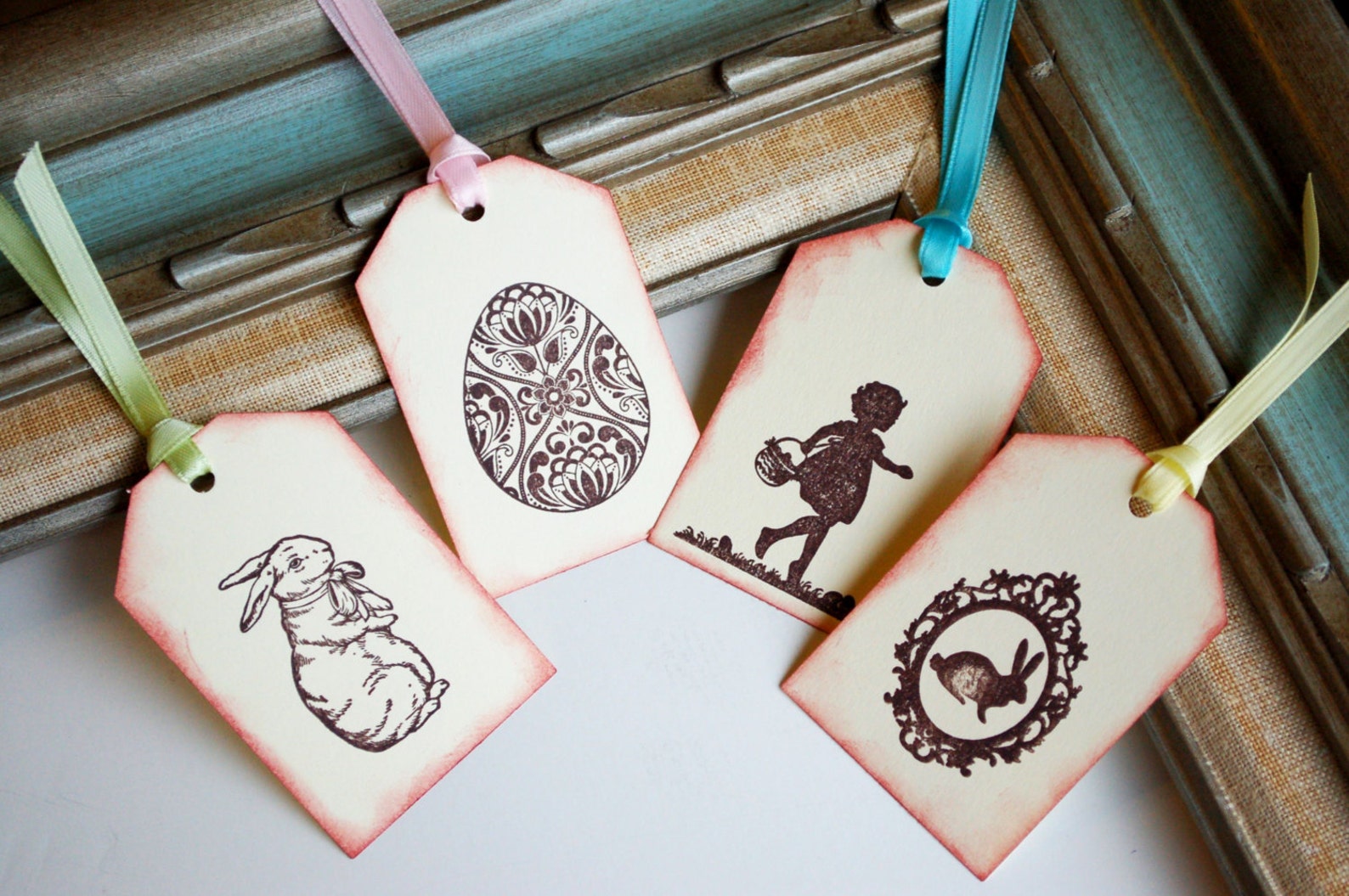 Easter Gift Tags Vintage Spring Bunny Rabbit Eggs Easter Wedding Party ...