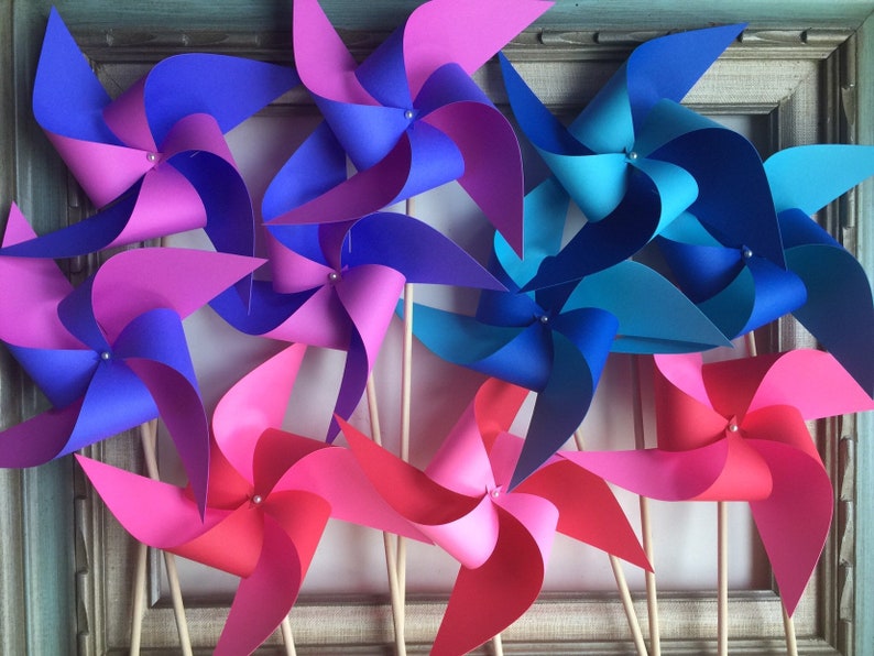 Rainbow Party Pinwheel Summer Table Decor Spinning Windmill - Etsy