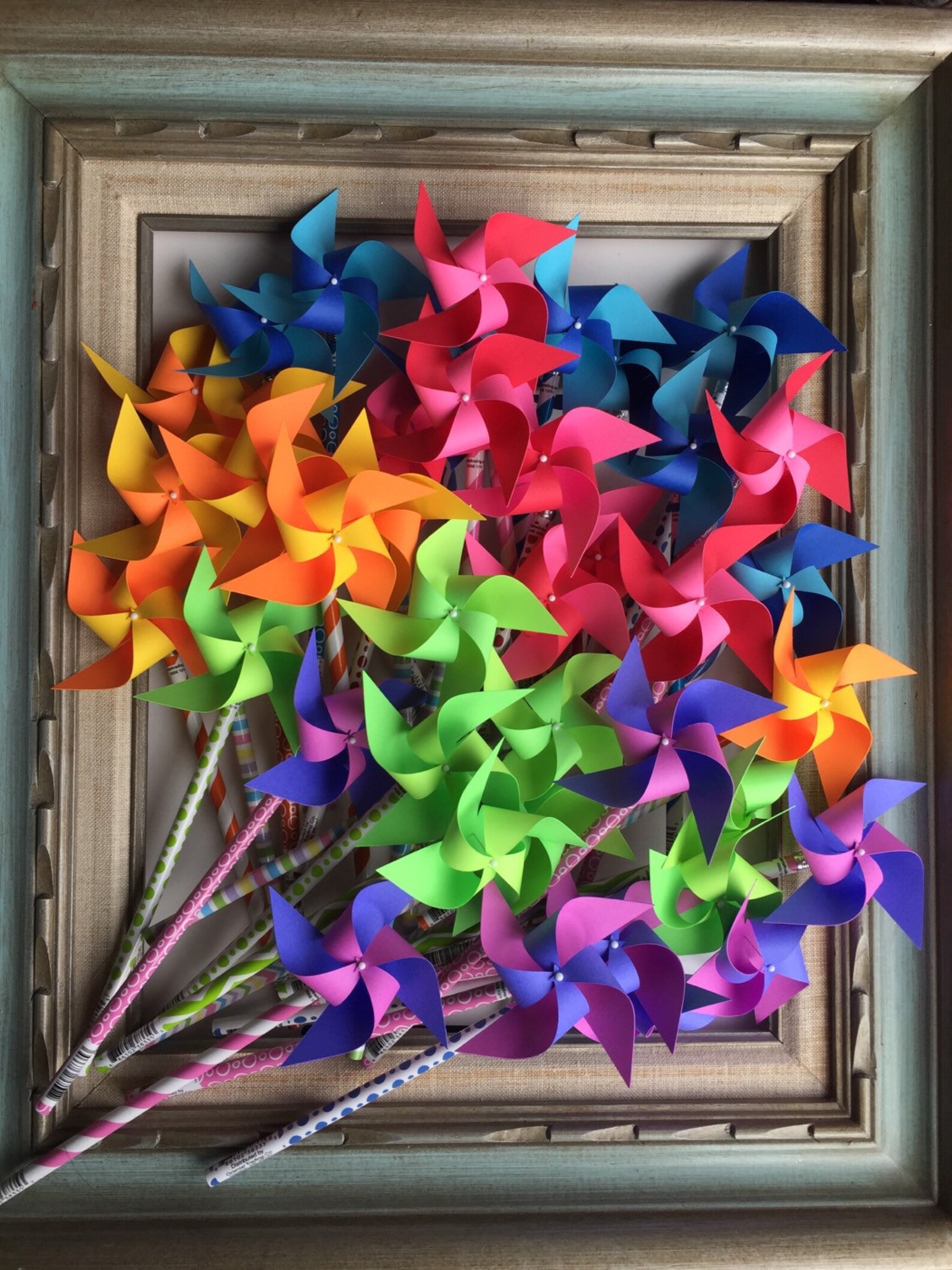 Kids Easter Party Pinwheel Favor Pencil Rainbow Birthday Pinwheel Party ...