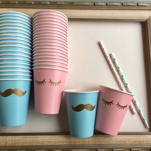 Eyelash + Mustache Party Cups Disposal Paper Snack Cups Glitter Gender ...
