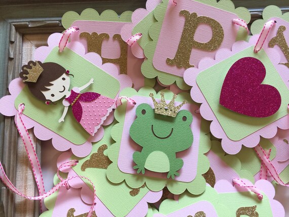Princess and Frog Prince Birthday Banner Toddler Birthday - Etsy