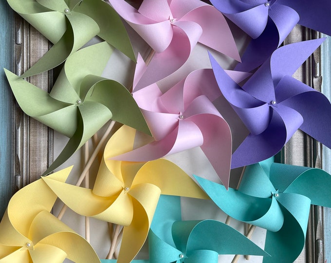 Pastel Spinning Paper Pinwheels Large Pastel Centerpieces Easter ...
