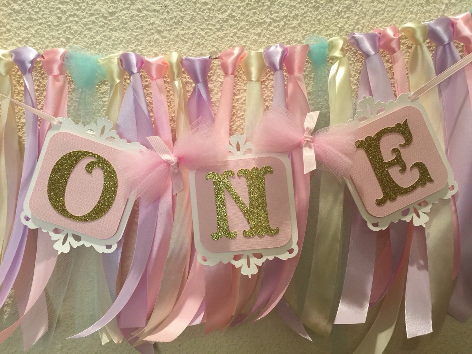 ONE High Chair Birthday Banner Photo Prop Girl Cake Smash Banner One ...
