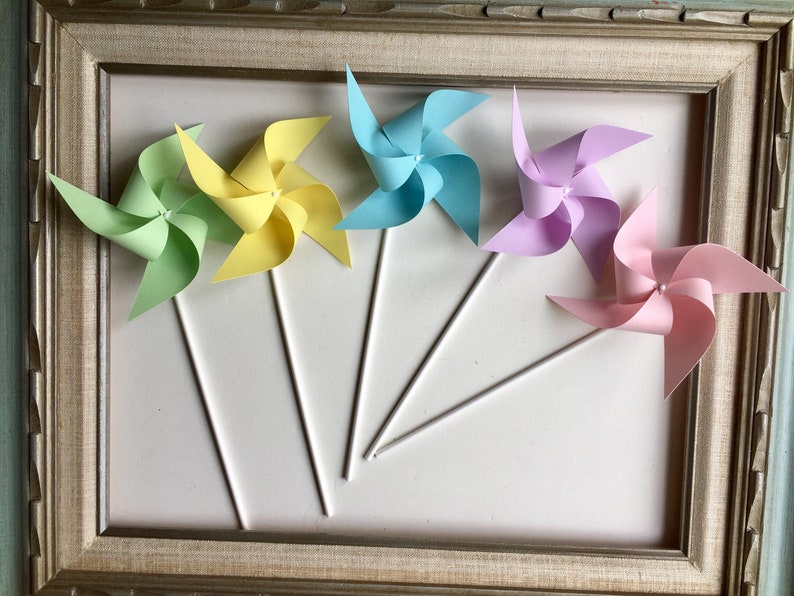 Party Paper Pinwheels in Pastel Colors, Unicorn Birthday, Baby Shower ...