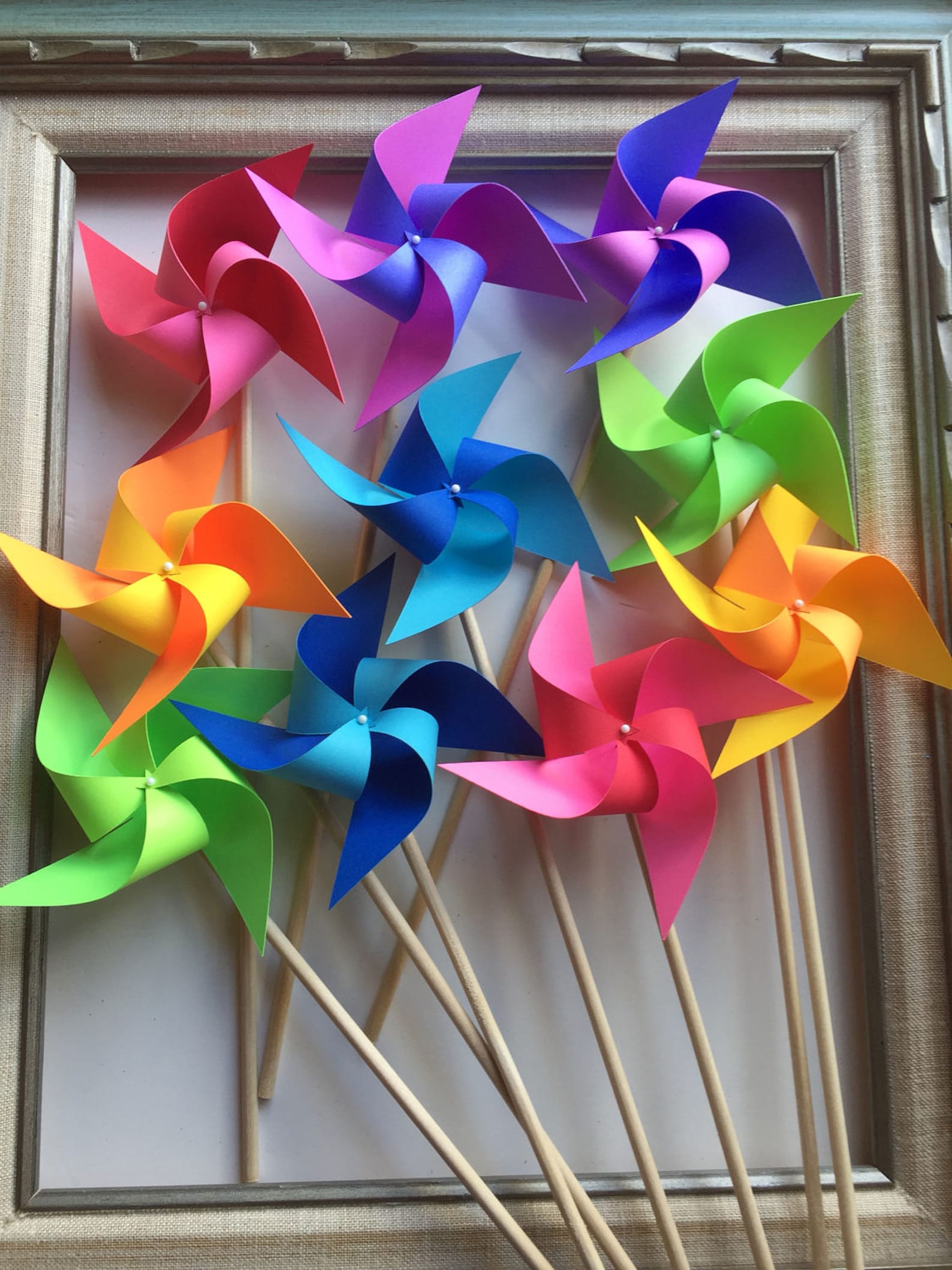Rainbow Party Pinwheel Easter Table Decor Spinning Windmill - Etsy