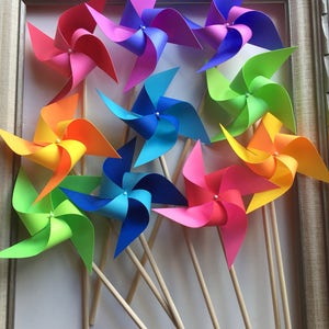Rainbow Party Pinwheel Easter Table Decor Spinning Windmill Wedding ...