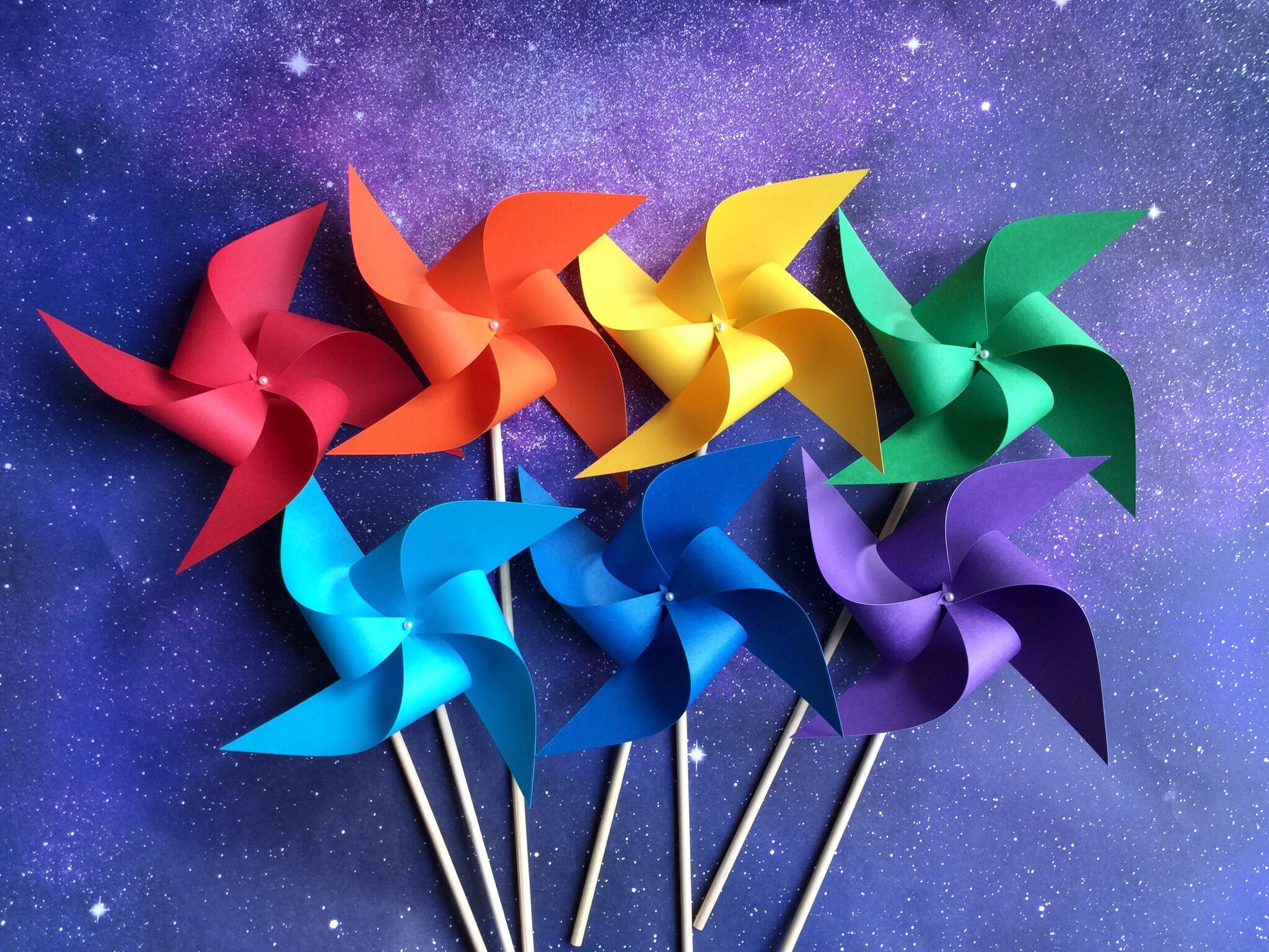 Rainbow Party Primary Color Pinwheels Centerpiece Paper Kids | Etsy