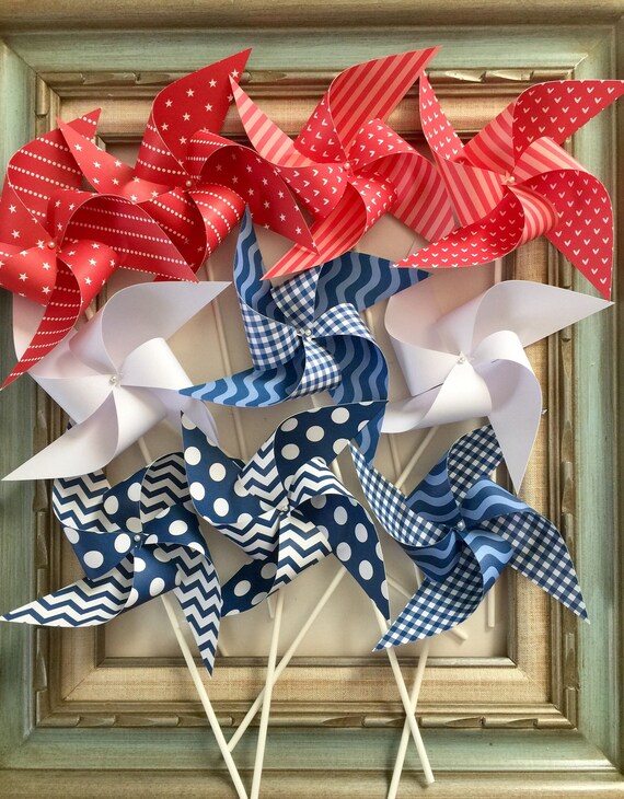 Patriotic Pinwheels Summer Nautical Pinwheel Boy Party BBQ 4th | Etsy