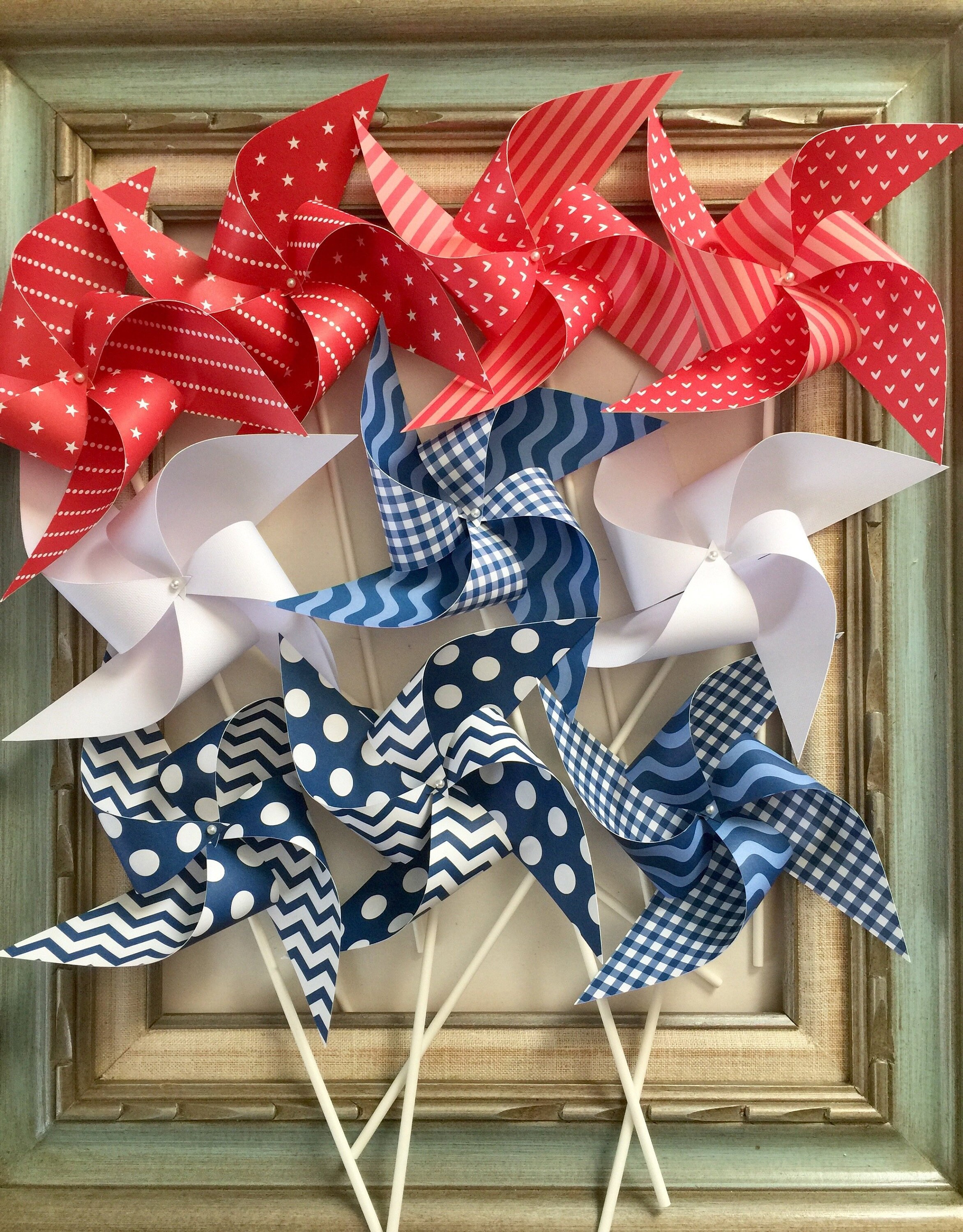 Patriotic Pinwheels Summer Nautical Pinwheel Boy Party BBQ 4th | Etsy