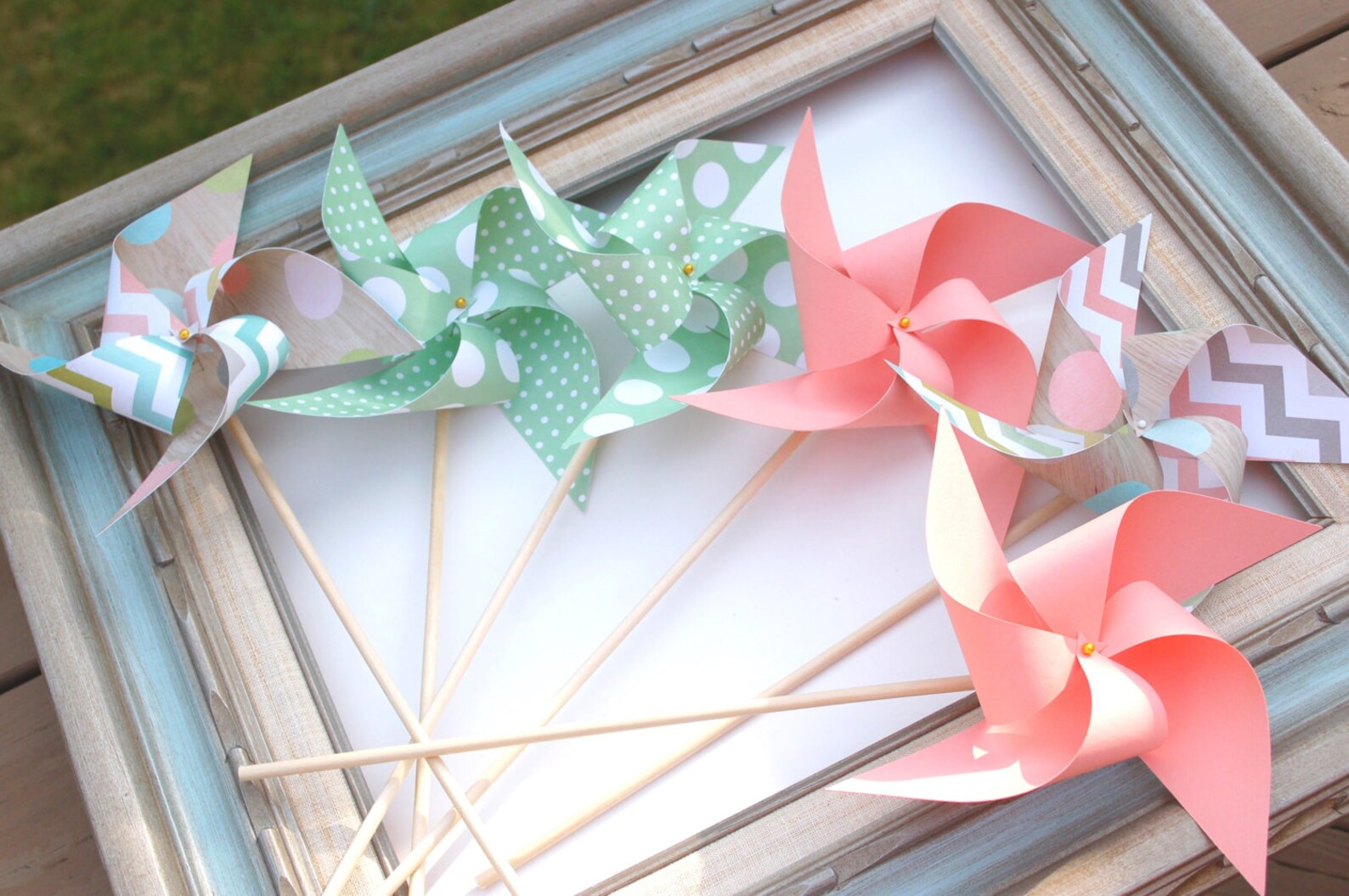 Large Spinning Paper Pinwheel Windmill Centerpieces Chevron - Etsy