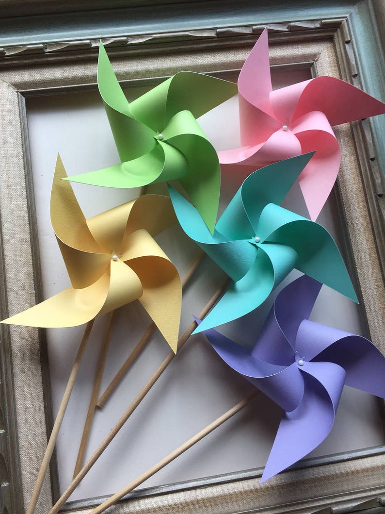 Rainbow Party Pinwheel Summer Table Decor Spinning Windmill - Etsy