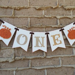Pumpkin Banner Fall HIGH CHAIR ONE Birthday Banner One Year Old 1st ...