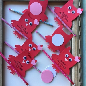 Owl Valentine Class Exchange Favor Pencils Heart Red Kids Party Gifts ...