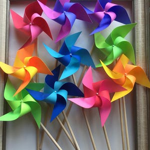 Rainbow Party Pinwheel Easter Table Decor Spinning Windmill Wedding ...