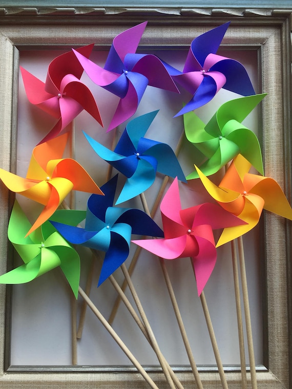 Rainbow Party Pinwheel Easter Table Decor Spinning Windmill - Etsy