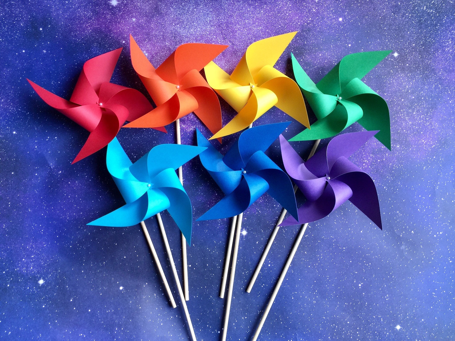 Rainbow Party Primary Color Pinwheels Centerpiece Paper Kids Summer ...