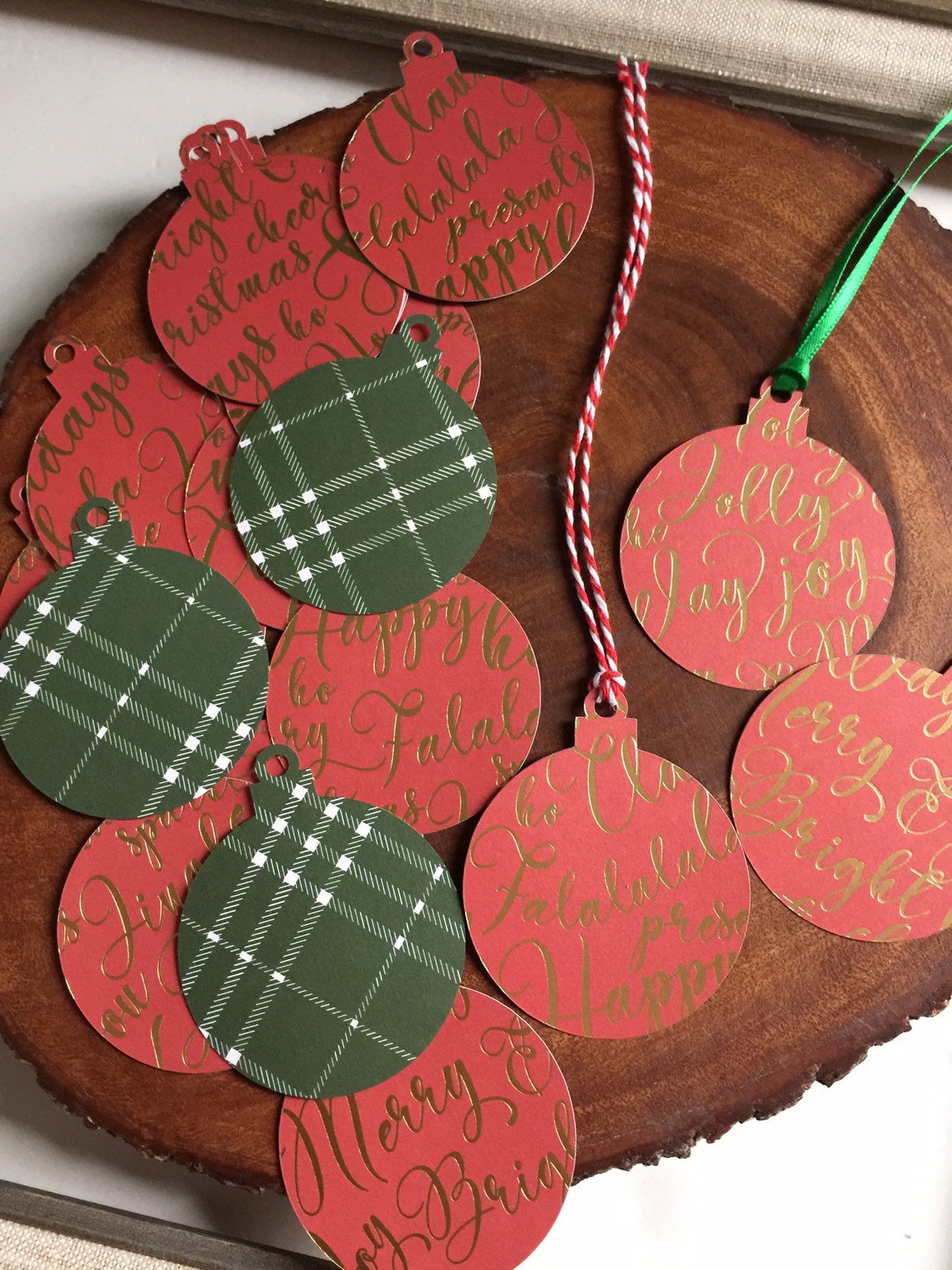 Christmas Ornament Gift Tags Handmade Paper Hang Tags | Etsy