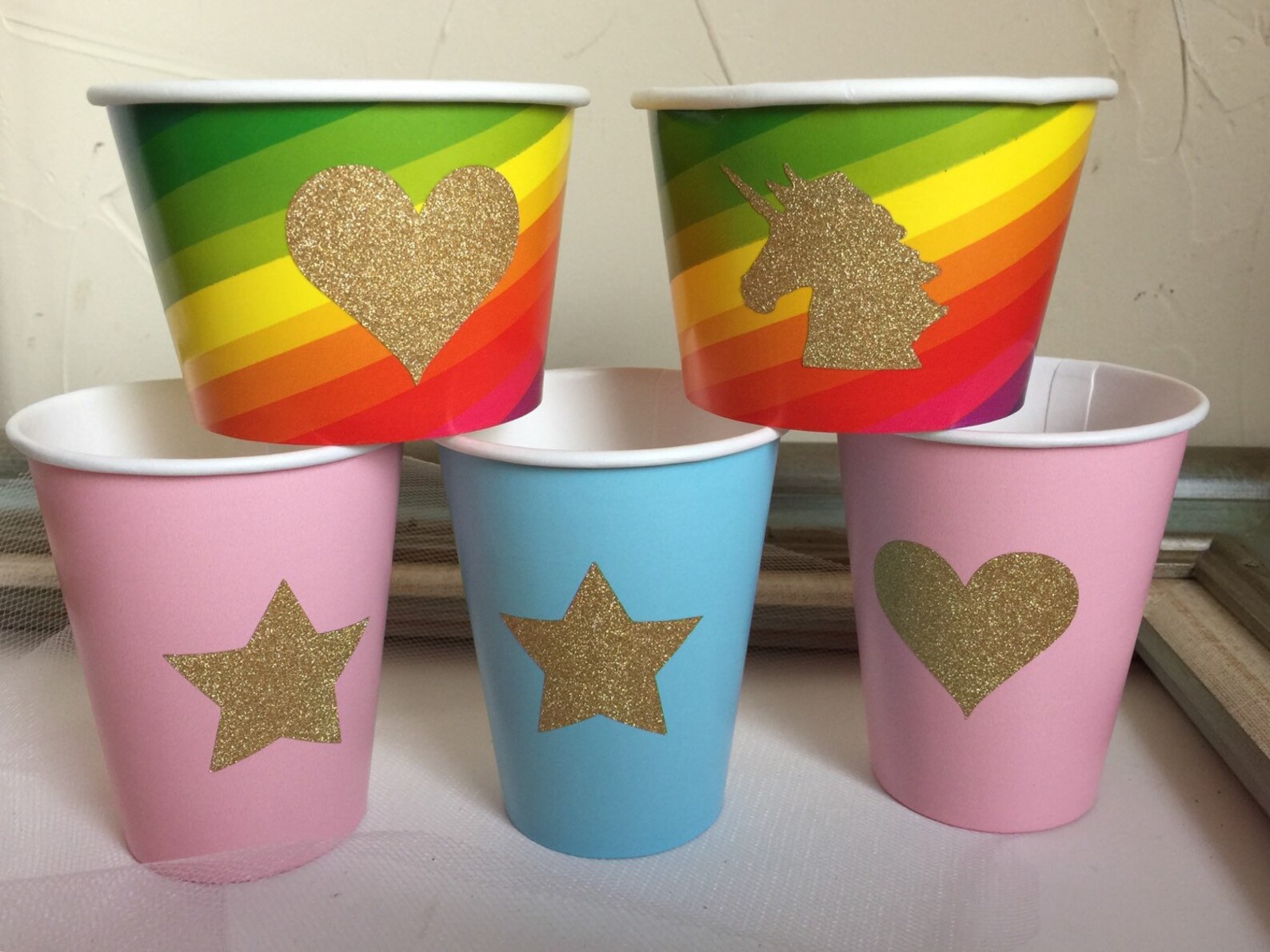 Prince Crown Princess Party Cups Disposal Paper Snack Cup Glitter Vinyl ...