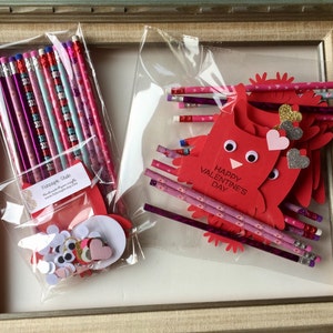 Owl Valentine Class Exchange Favor Pencils Heart Red Kids Party Gifts ...