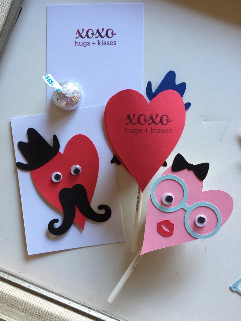 School Class Party Kit Kids Mustache Valentine Card Lollipop - Etsy