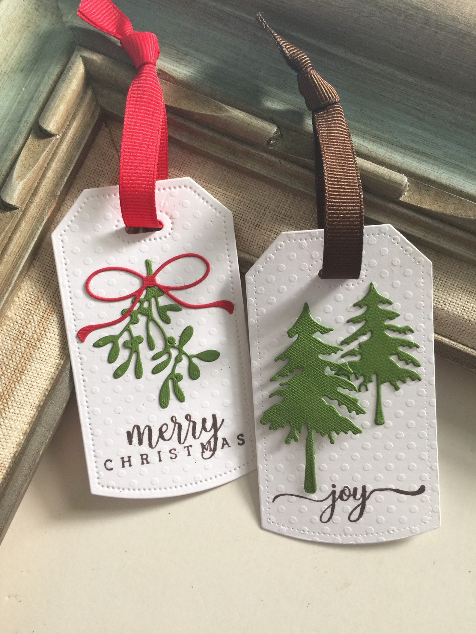 Christmas Mistletoe Gift Tags Handmade Paper Hang Tags | Etsy