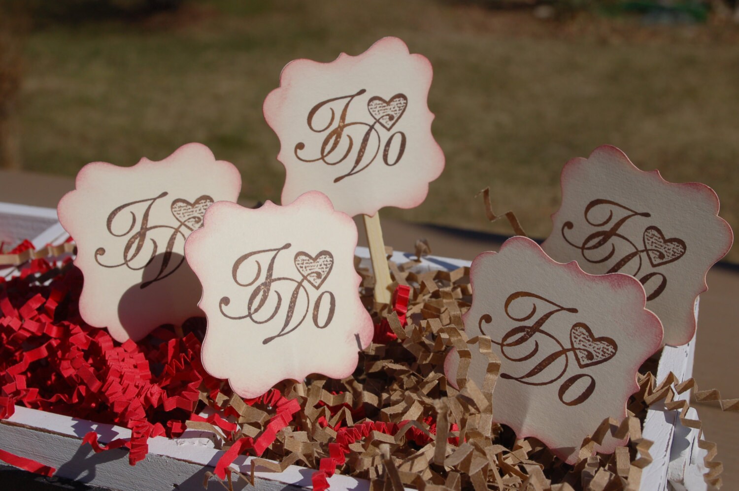 Rustic Wedding Cupcake Toppers Vintage Shabby Romantic I Do / | Etsy