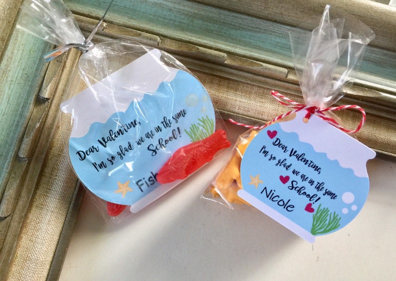 Gold Fish Valentine Day Class Favors, Kids Swim Fish Bowl Class Favor ...